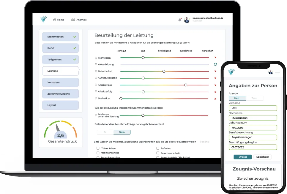 Arbeitszeugnis Generator - Zeugnis rechtssicher erstellen